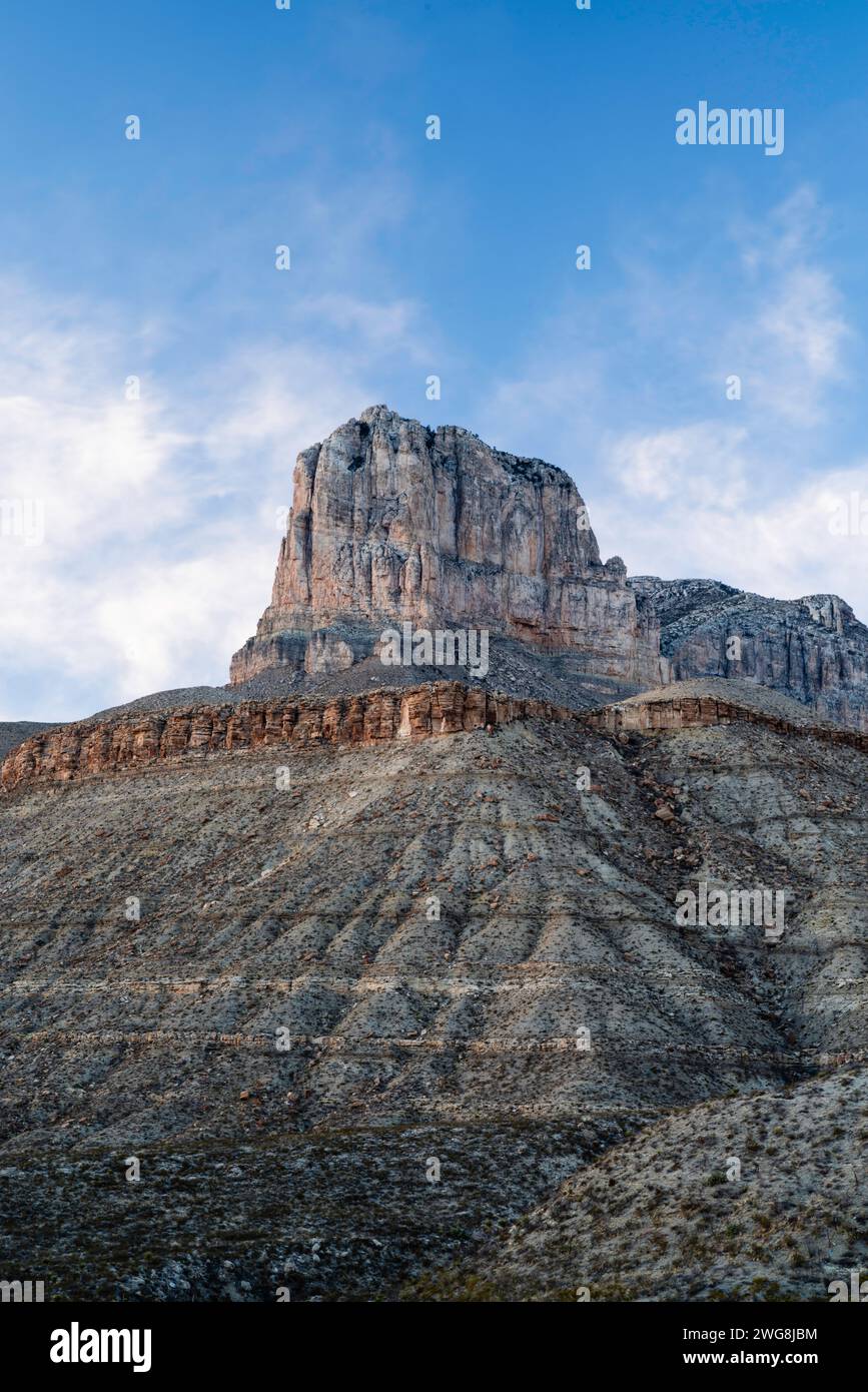 Sunset view of El Capitan peak, Guadelupe Mountains National Park ...