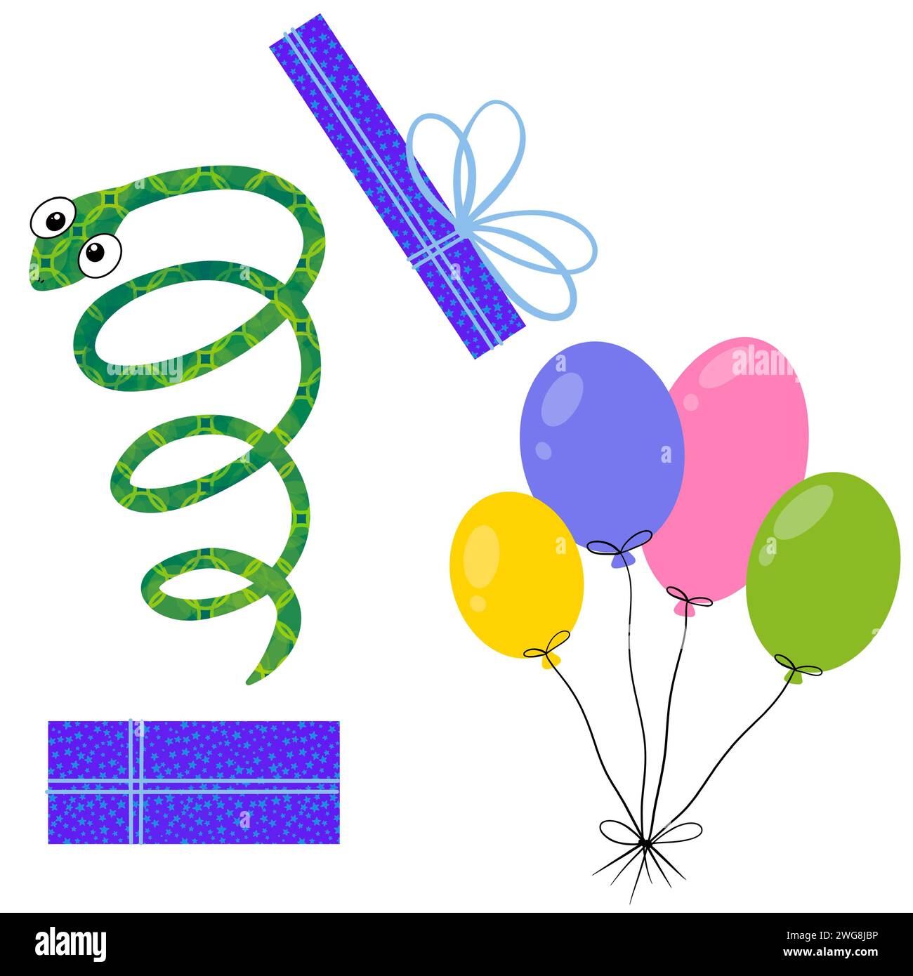 Birthday animals snake and gift box pattern for wrapping paper and ...