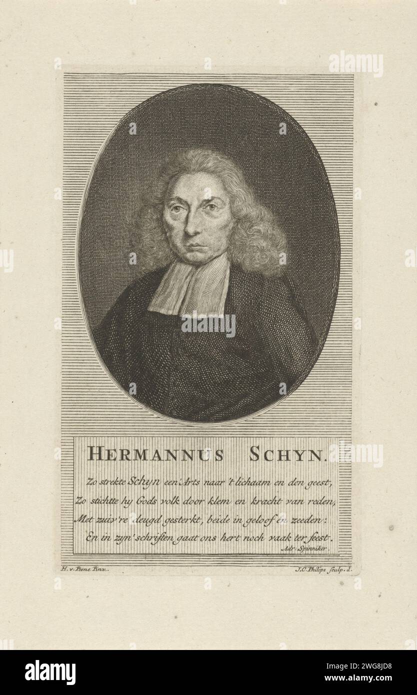 Portrait of the Baptist Pastor Herman Schijn, Jan Caspar Philips, After ...