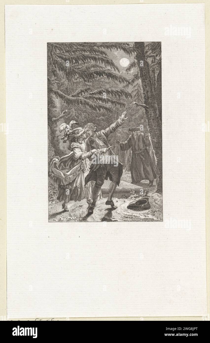 Night face with Ferdinand, Constantia and a second man in the forest ...