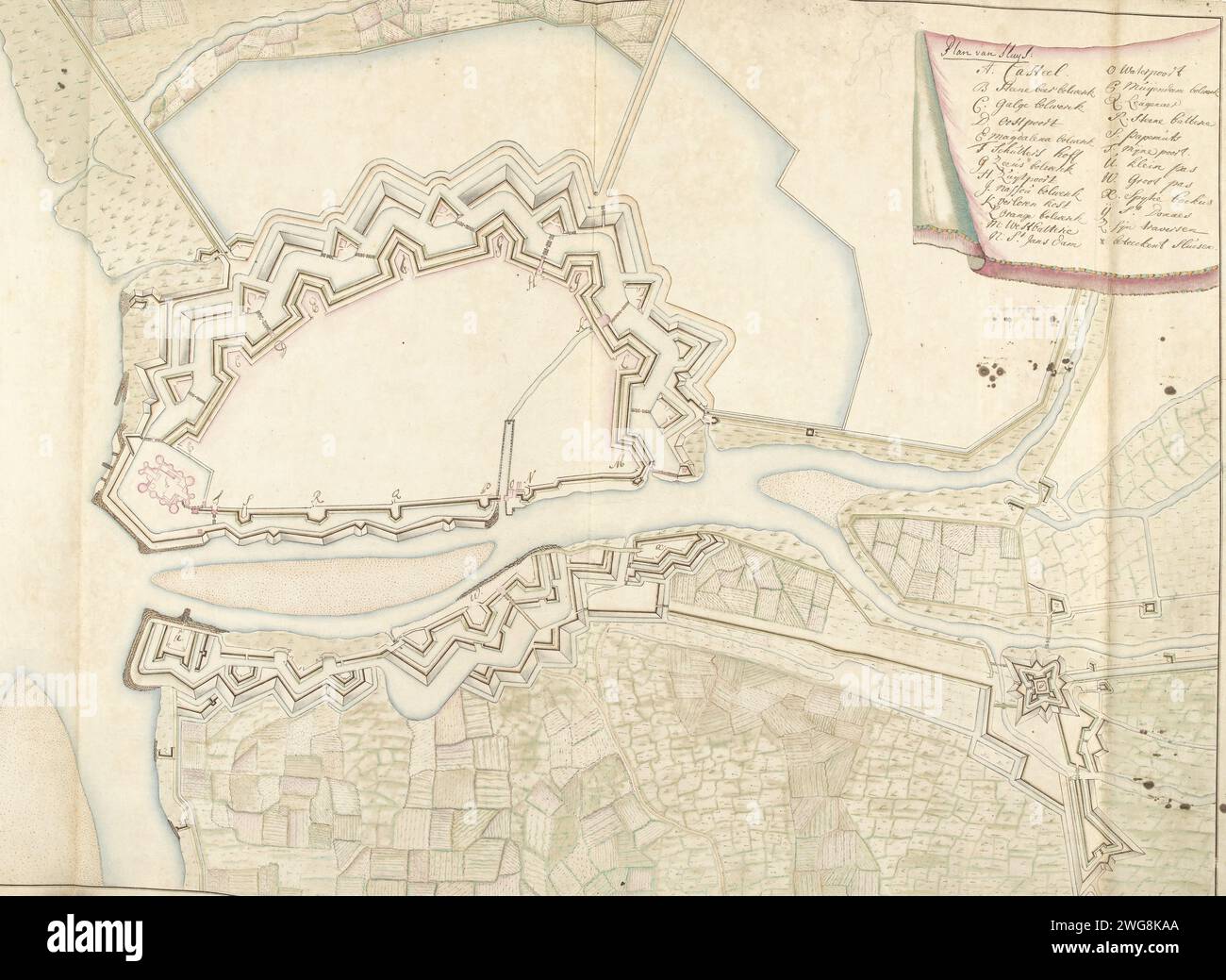Map of Sluis, ca. 1701-1715, 1701 - 1715 drawing Map of the ...