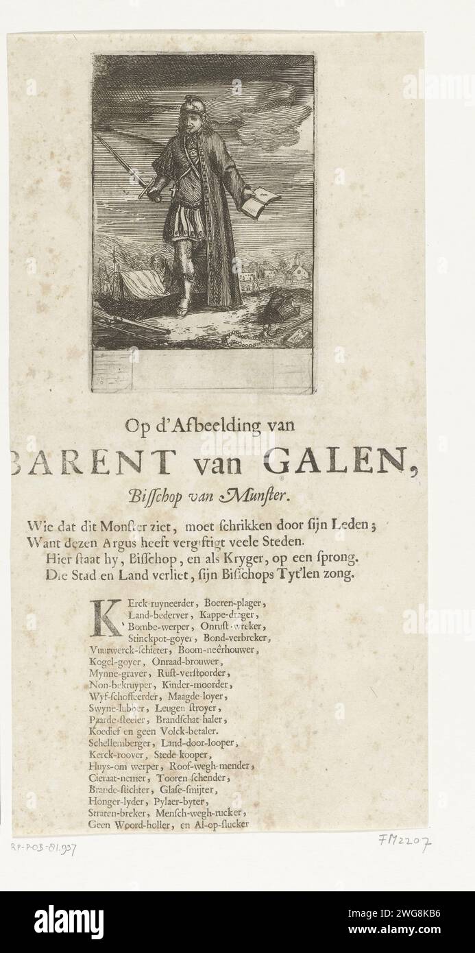Cartoon on the bishop of Munster, 1665, 1665 print Cartoon on Christoph ...