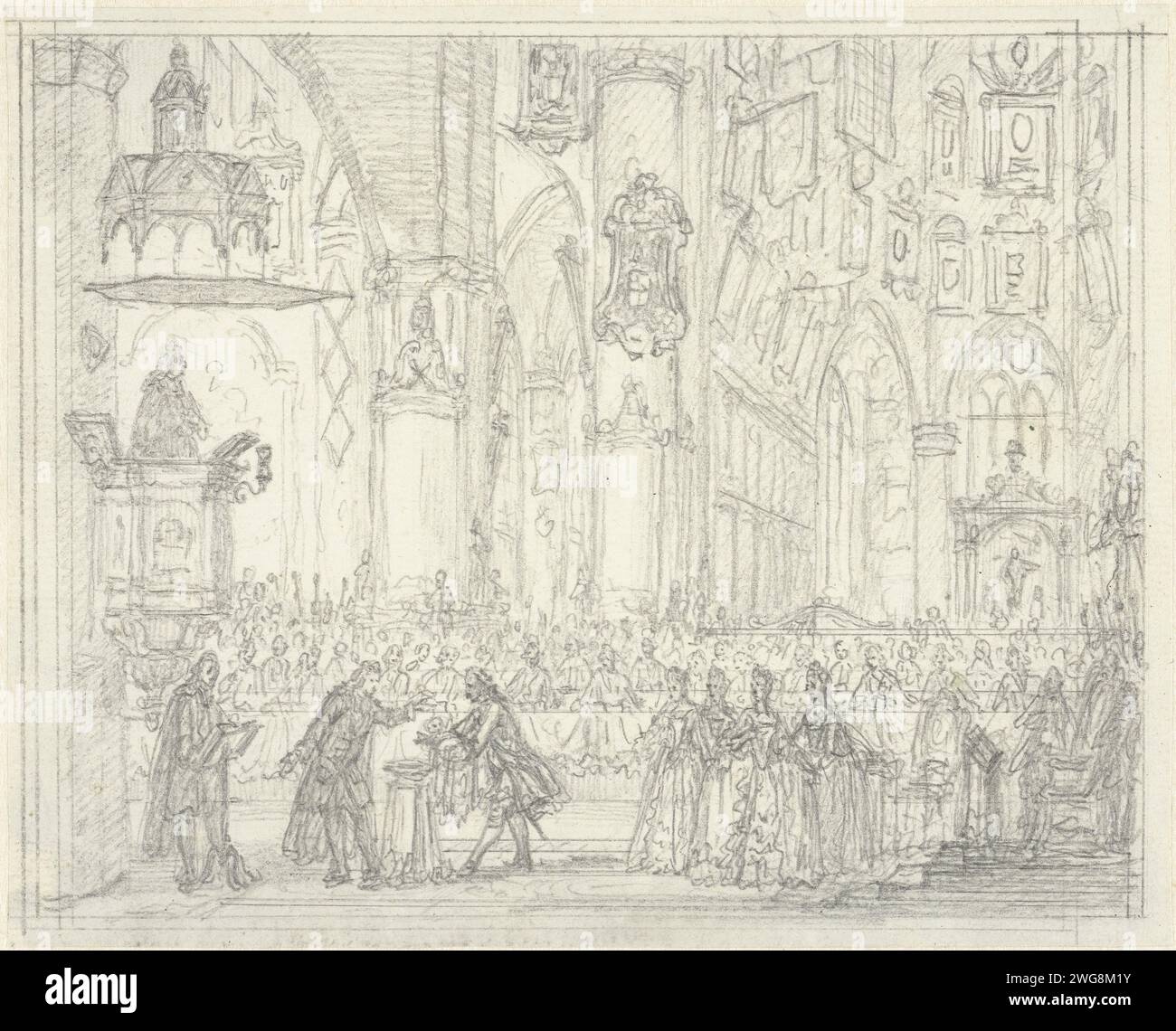Baptism of Prince Willem Frederik, 1772, Simon Fokke, 1772 drawing The ...