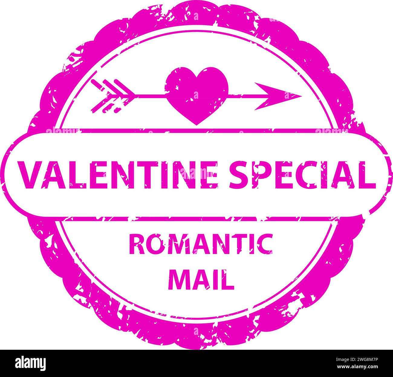 Romantic mail rubber stamp, valentine special icon. Vector of love ...