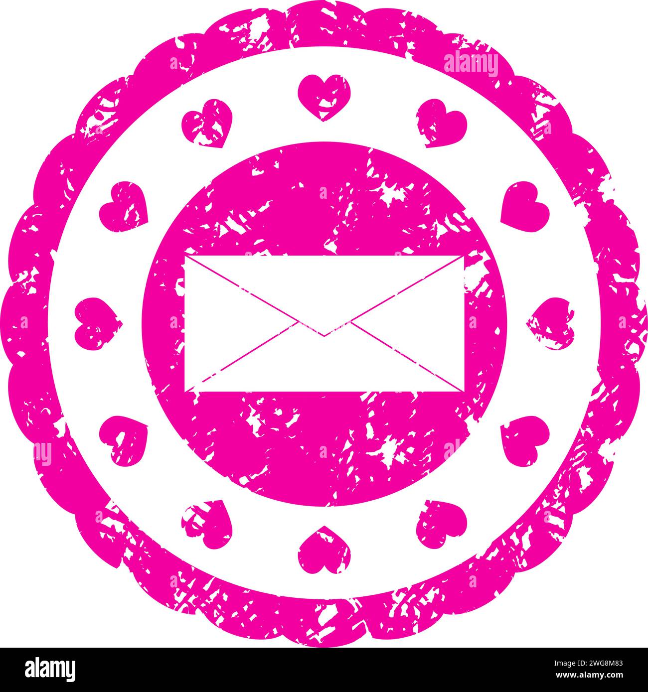 Valentine rubber stamp with envelope and message. Vector of love stamp ...