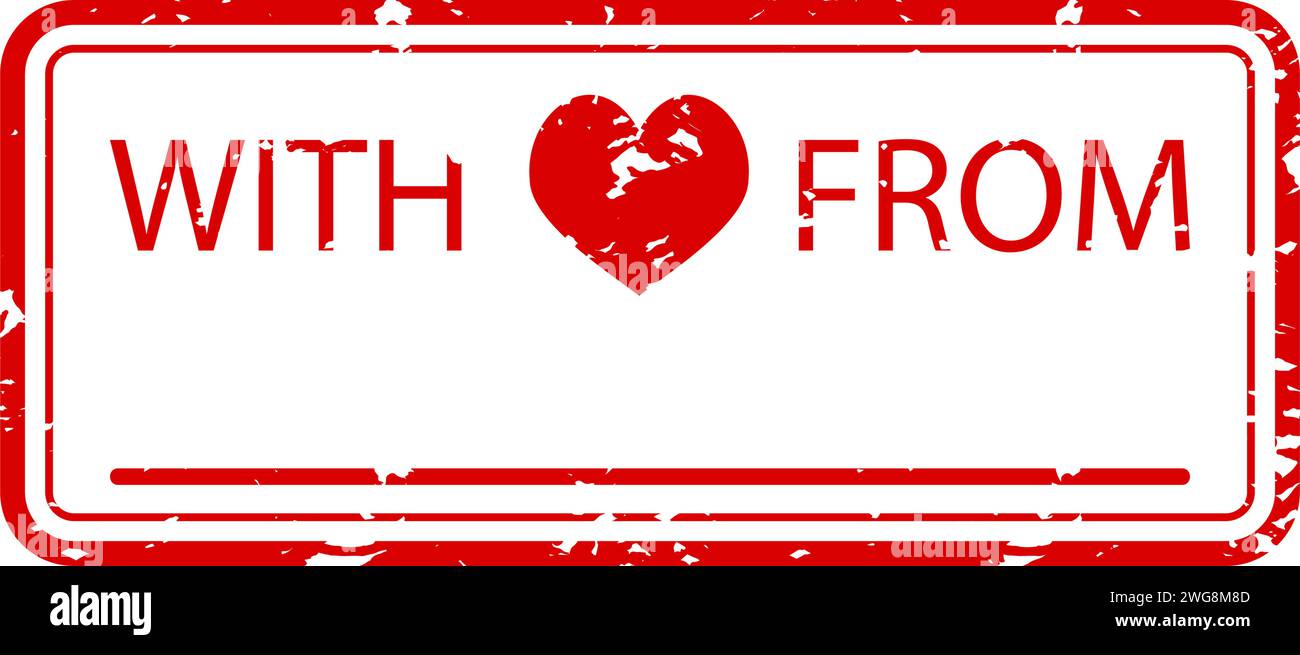 With love from. Rubber stamp place text, company, name or signature ...