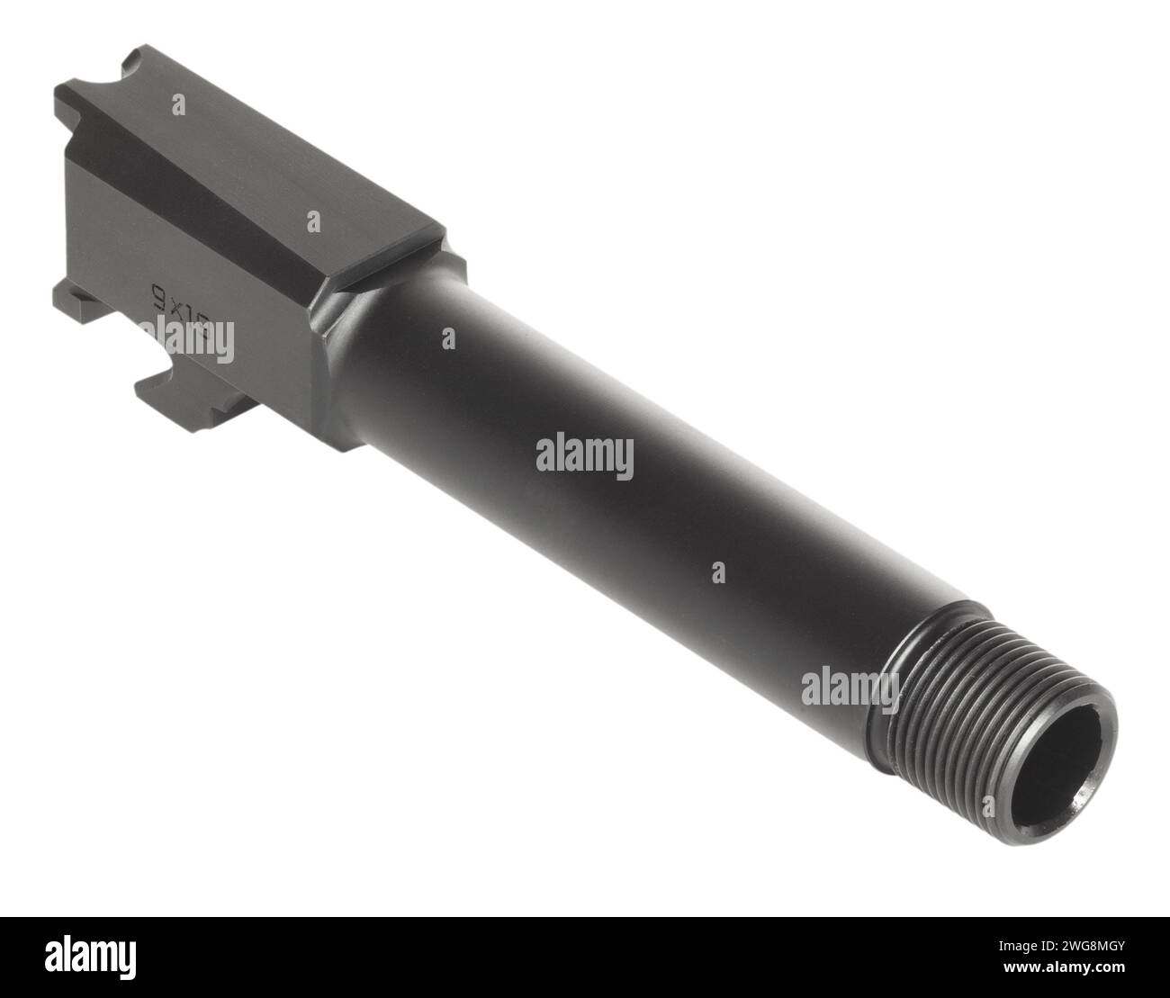 Isolated threaded handgun barrel that is made for 8x18 mm ammunition ...
