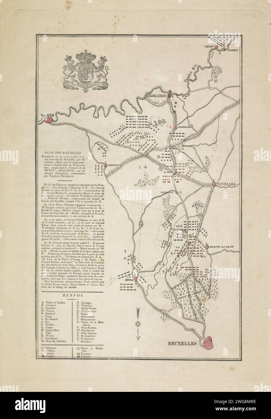 Plan of the battles at Quatre-Bras and Waterloo, 15-18 June, 1815 ...