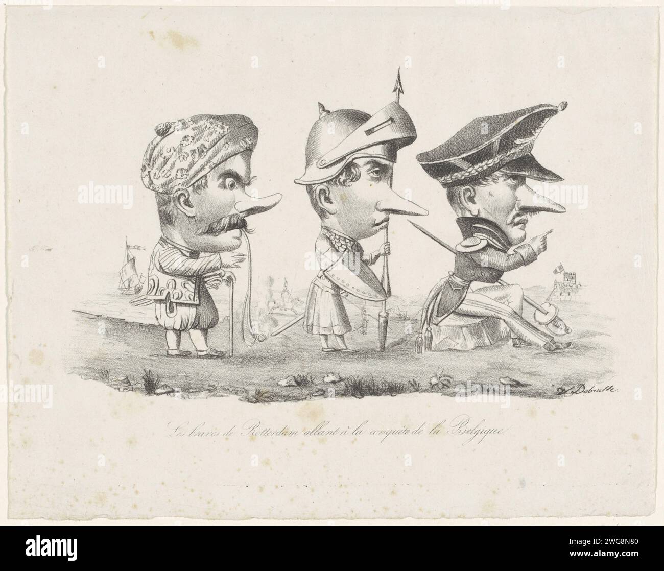 Cartoon on the Rotterdam militia, 1830, V. Dubrulle, 1830 - 1831 print ...