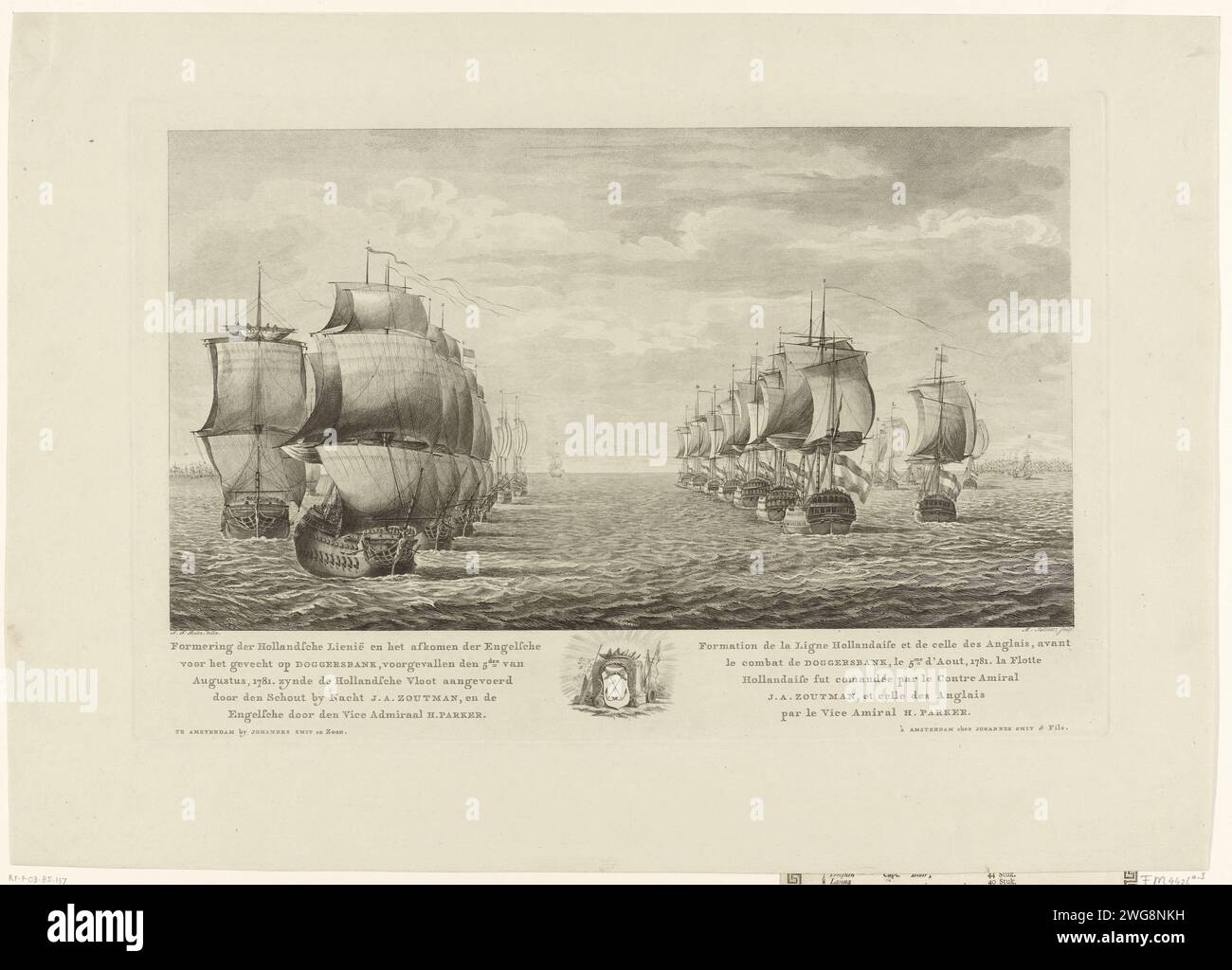 The start of the sea battle at Doggersbank, 1781, Mathias de Sallieth ...