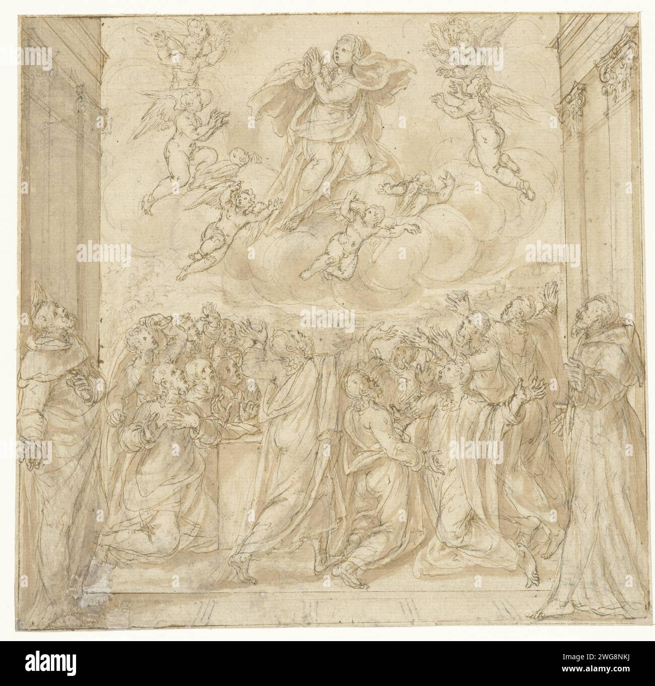Ascension of Maria, Frederik Sustris, 1550 - 1599 drawing Design for a ...