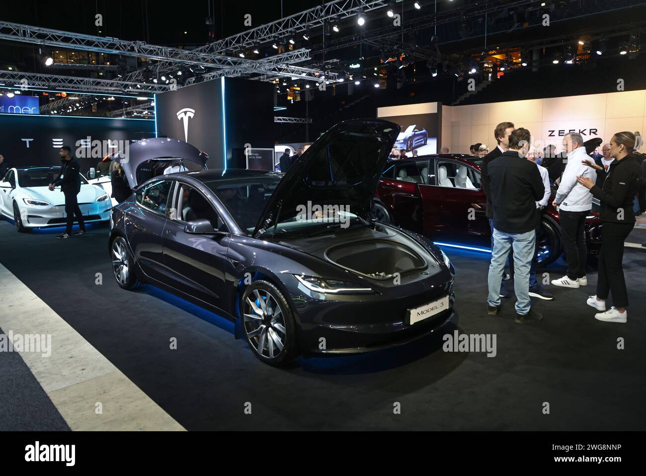 Tesla model 3 during Friday's press screening during Europe's largest ...