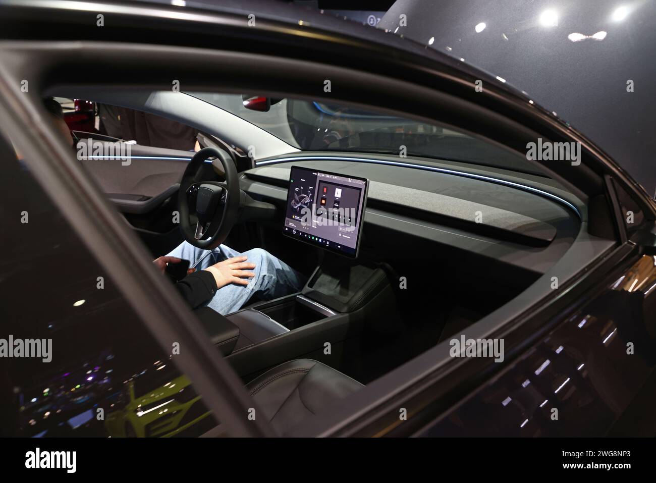 Tesla model 3 during Friday's press screening during Europe's largest ...