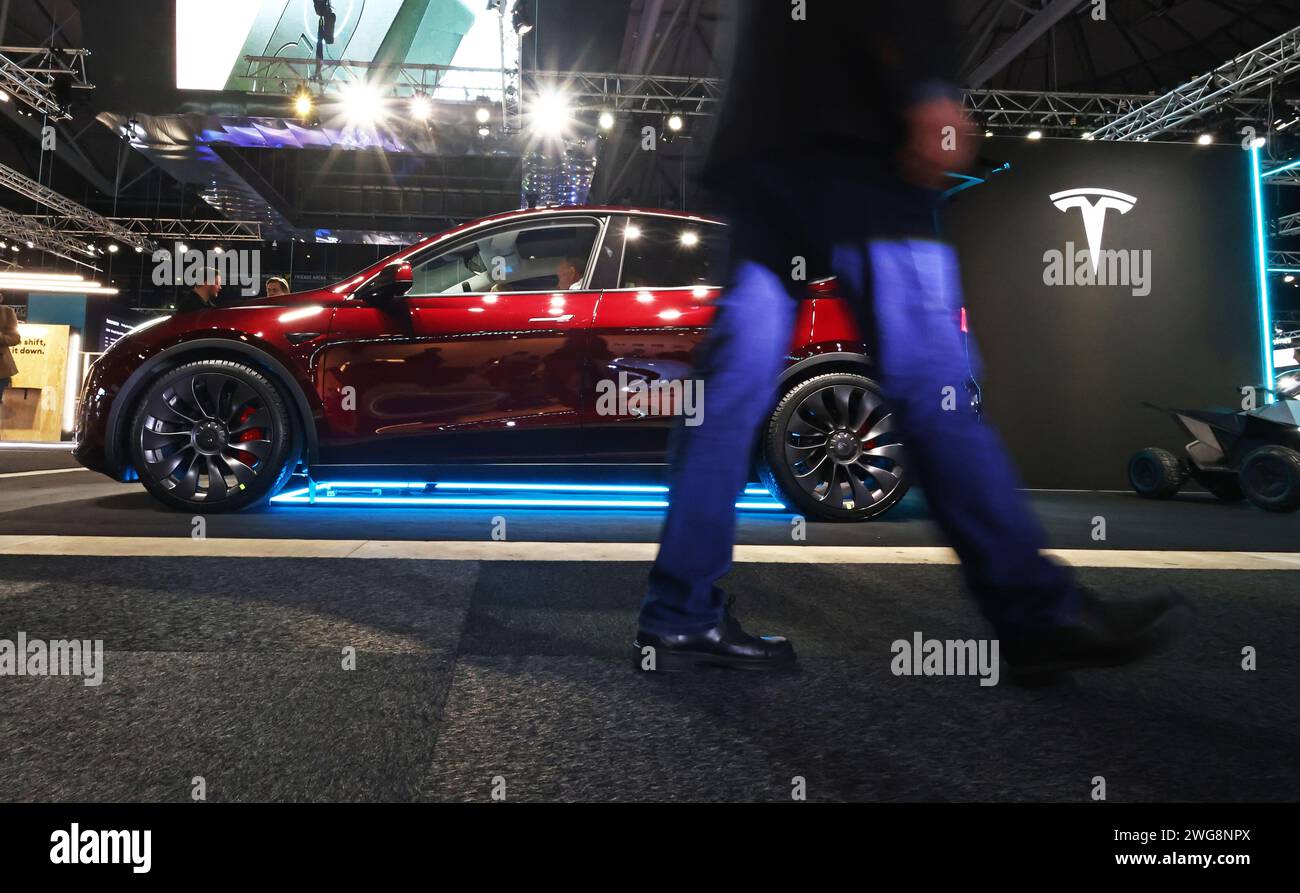 Tesla model Y during Friday's press screening during Europe's largest ...
