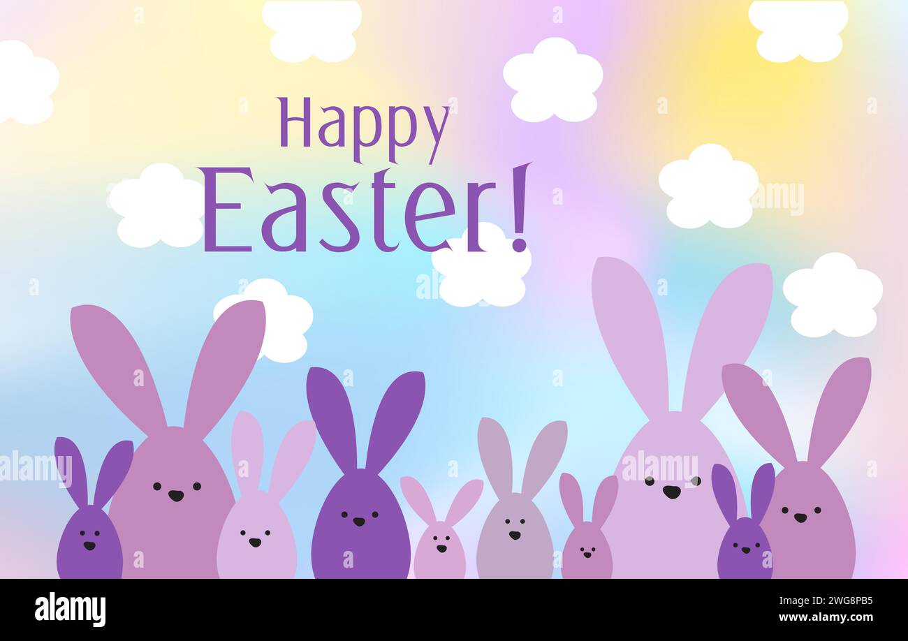 Spring celebration Easter card. Easter bunny family Stock Vector Image ...