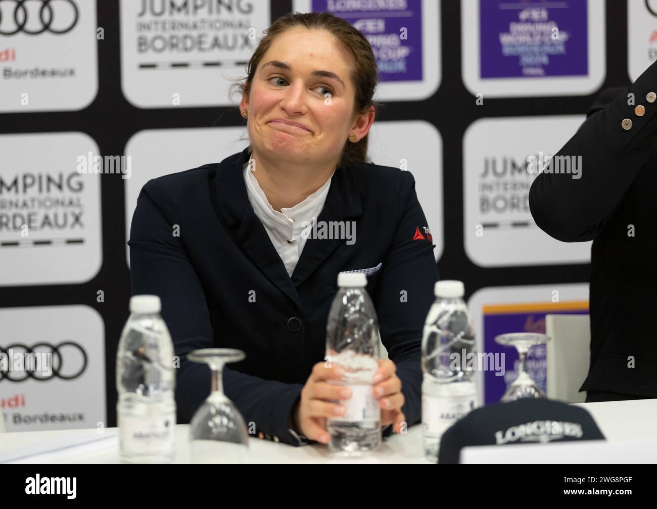Bordeaux, France - February 3, 2024. Jeanne Sadran of France and riding ...