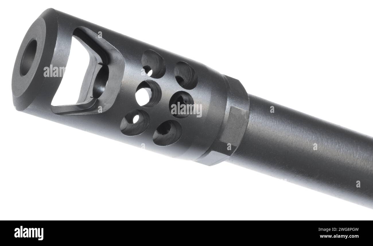 Recoil taming muzzle brake on a high powered run with large vents ...