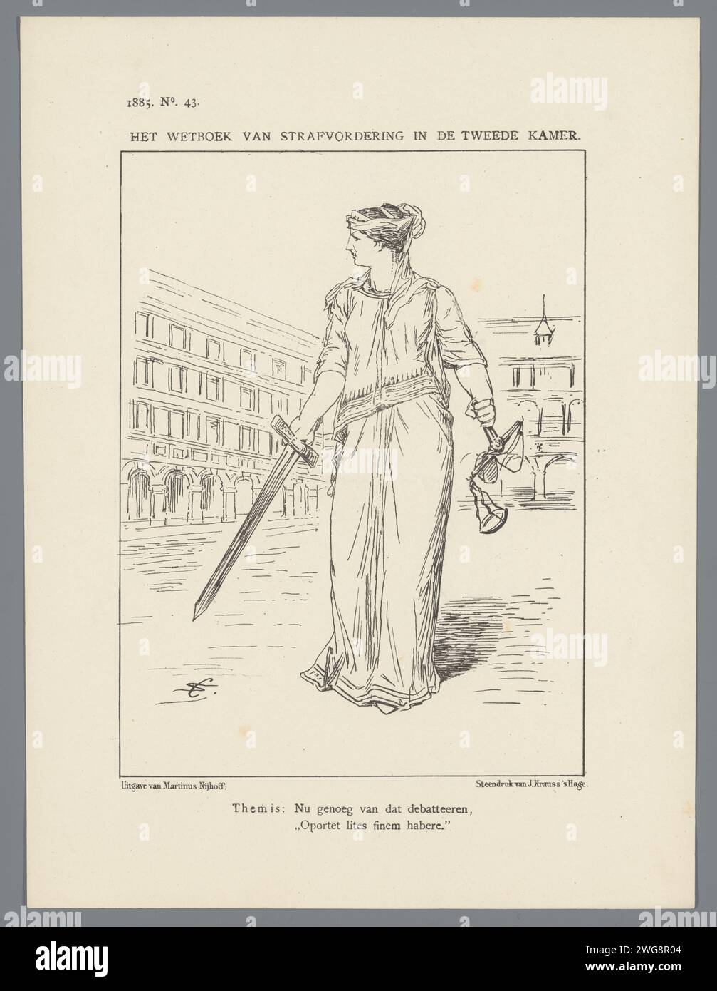 Cartoon with Themis op het Binnenhof, 1885, 1885 print Cartoon with ...