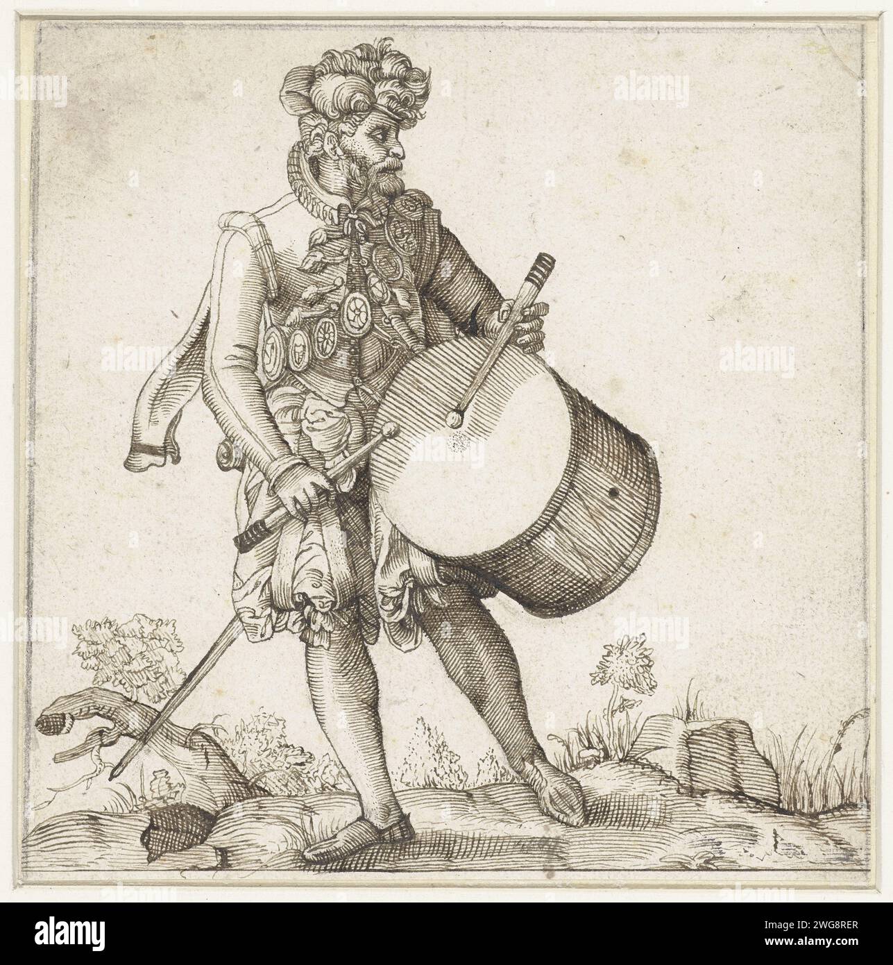 Tamboer, Anonymous, 1500 - 1600 drawing paper. ink pen military music ...