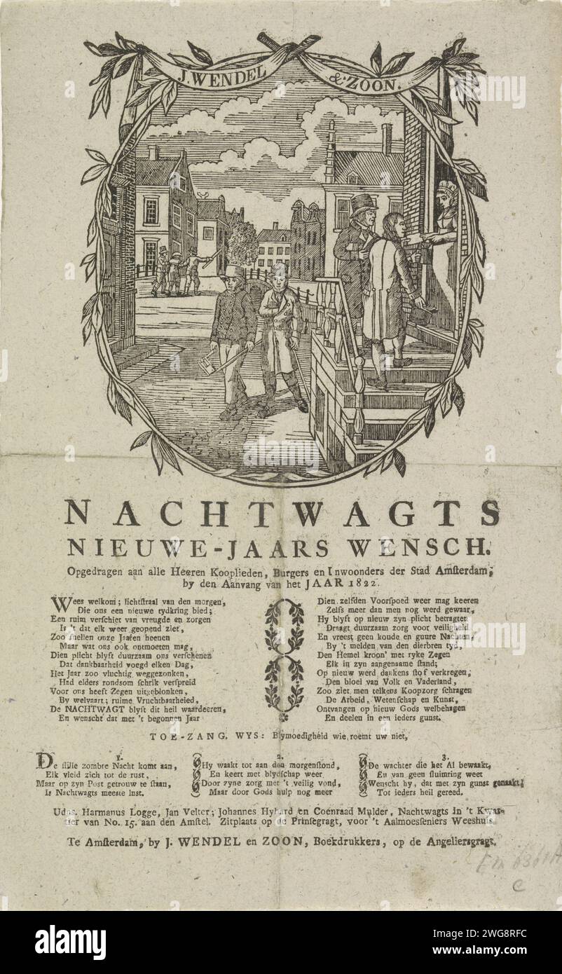 New Year's wish from the Amsterdam Night Watch for the year 1822 ...