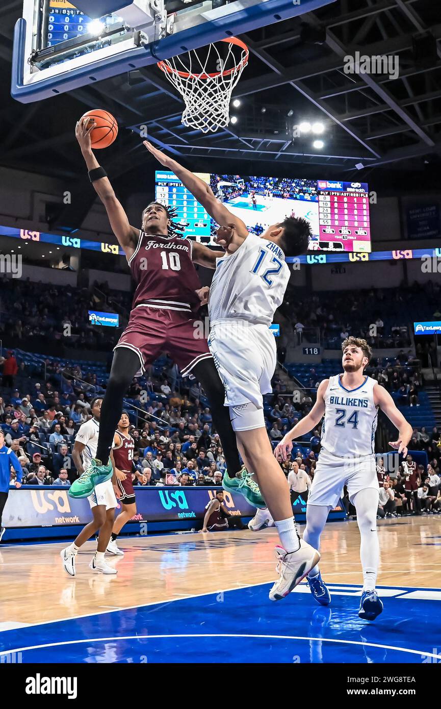 FEBRUARY 03, 2024: Fordham Rams guard Kyle Rose (10) get the shot off ...