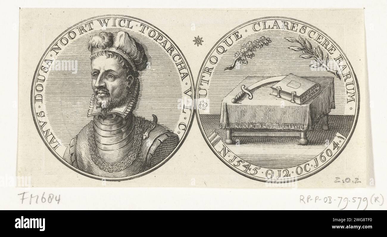 Penning with portrait of Johan van der Does, lord of Noordwijk ...