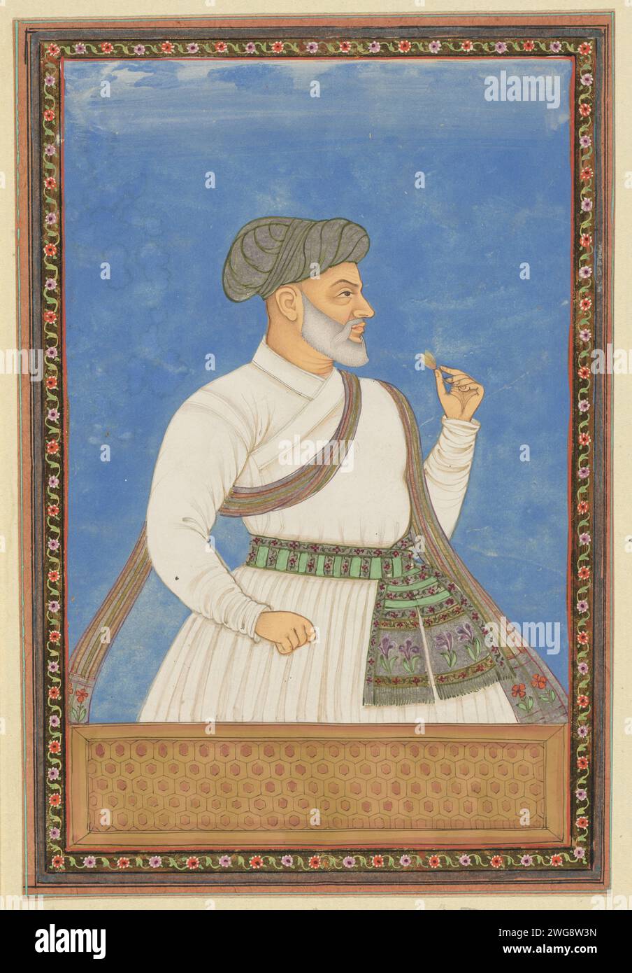 Portrait of Mulla Abd Al-Samad, who has been the secretary (Dabir) of ...