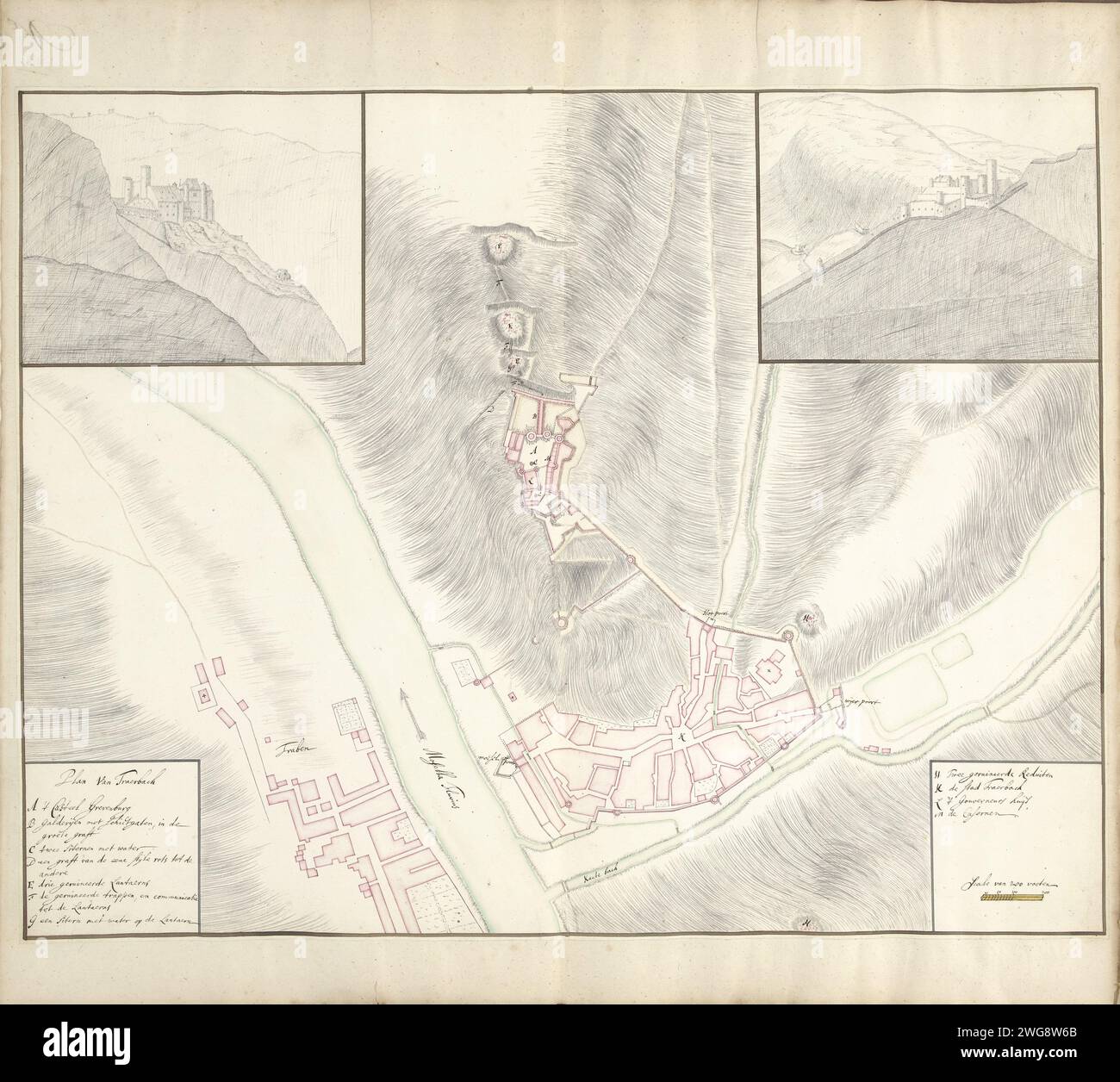 Map of Trarbach, ca. 1701-1715, 1701 - 1715 drawing Map of the reinforcements around the city of ...