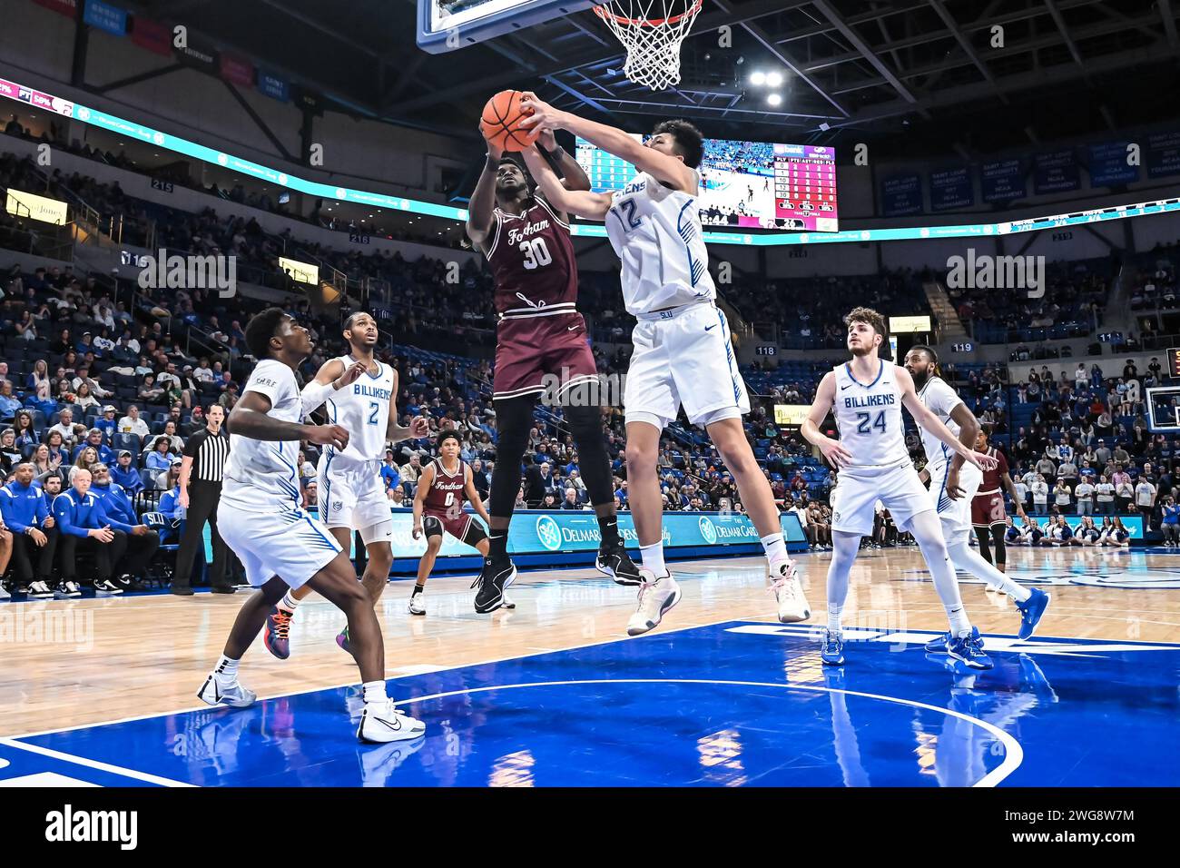 FEBRUARY 03, 2024: Fordham Rams forward Abdou Tsimbila (30) and Saint ...