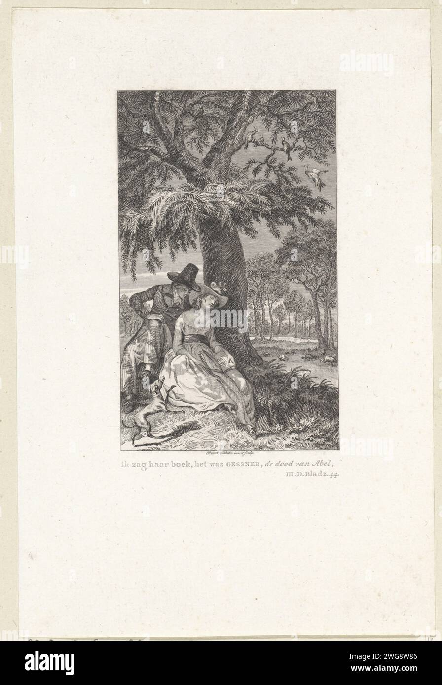 Reinhart and his wife rest in the shadow of a tree, Reinier Vinkeles (I ...