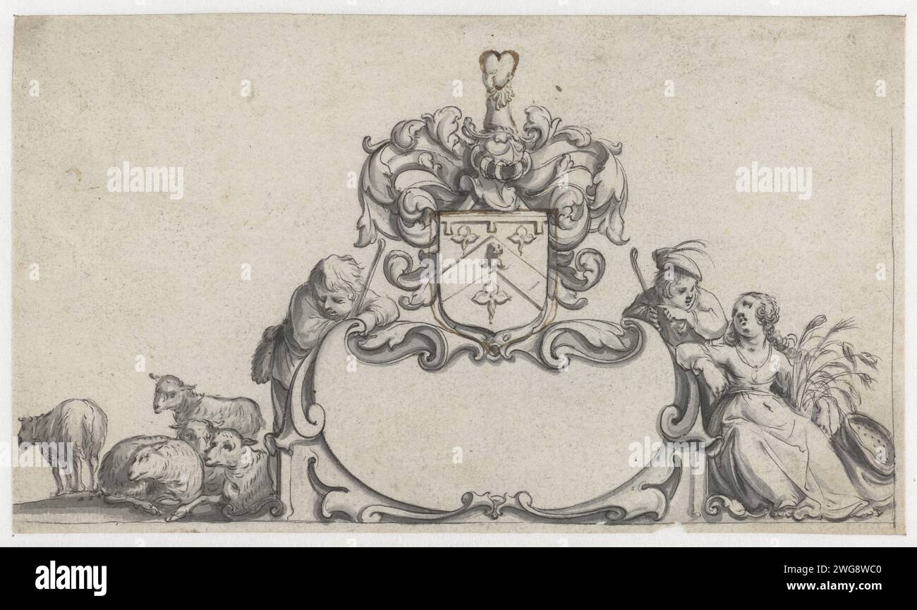 Cartouche with the coat of arms of James Balfour of Dermiln, Pieter ...