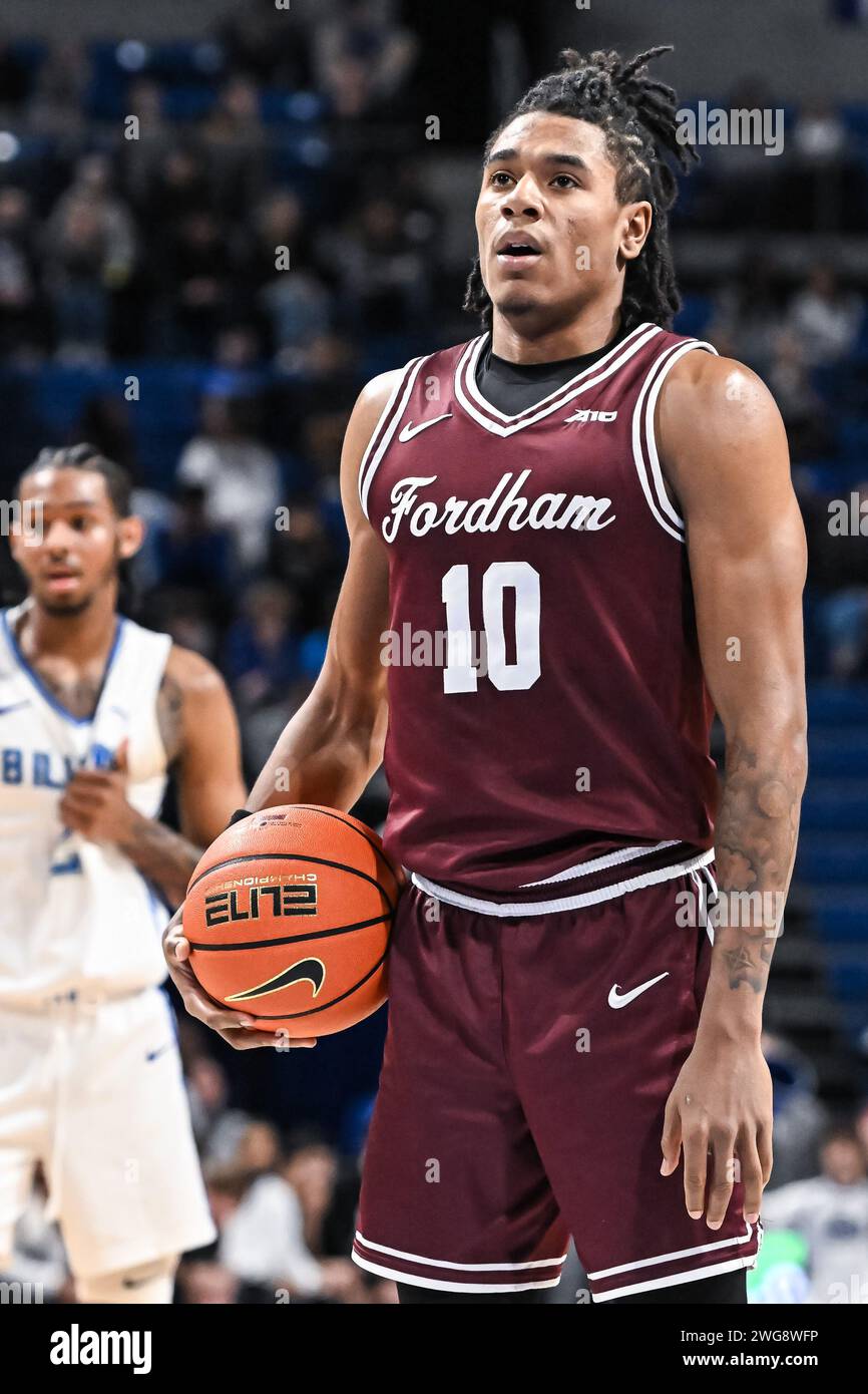 FEBRUARY 03, 2024: Fordham Rams guard Kyle Rose (10) focuses at the ...