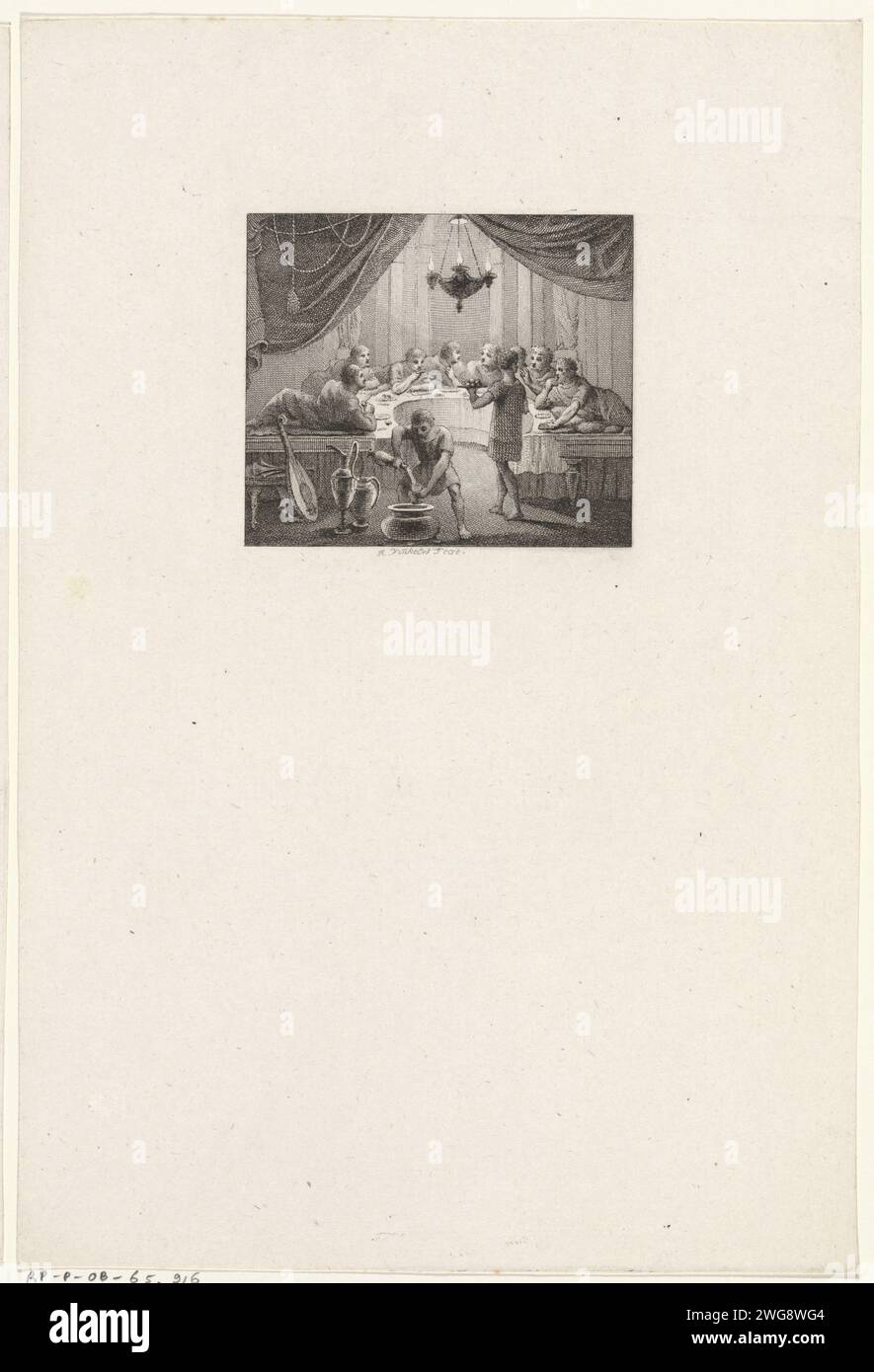 Romans lying on the meal, Reinier Vinkeles (I), 1751 - 1816 print ...