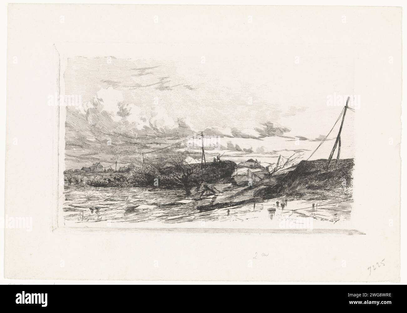 DijkBrraak in Arnhem, 1855, Cornelis Springer, After Jacobus Pelgrom ...