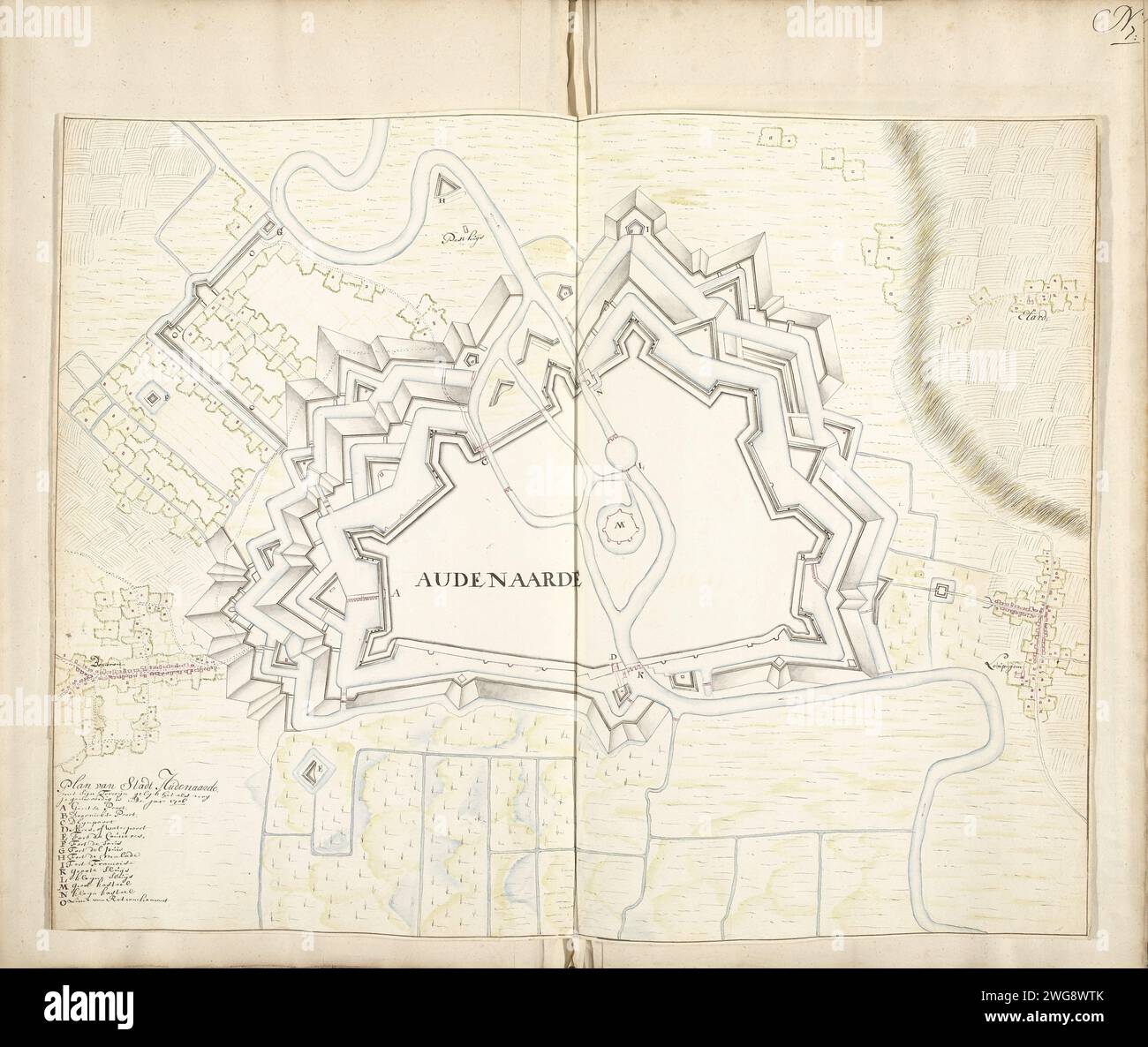 Map of Oudenaarde, 1706, 1706 drawing Map of the reinforcements around ...