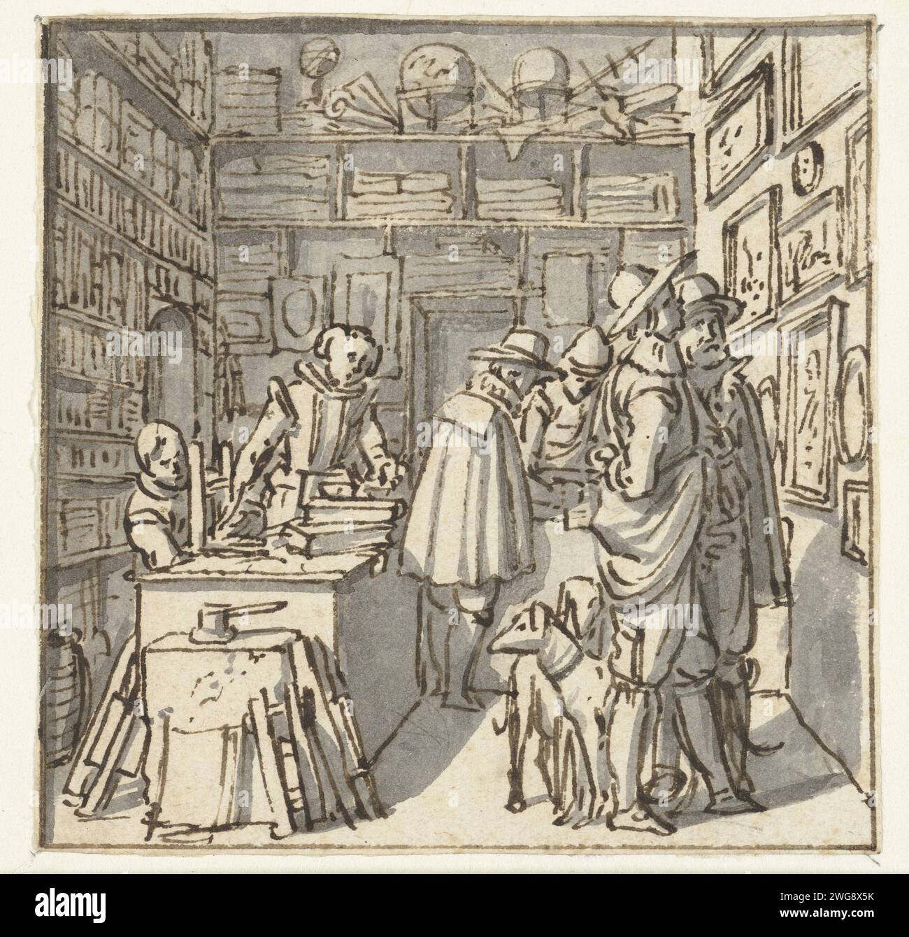 Interior of a book and art trade, Salomon de Bray (attributed to), c ...