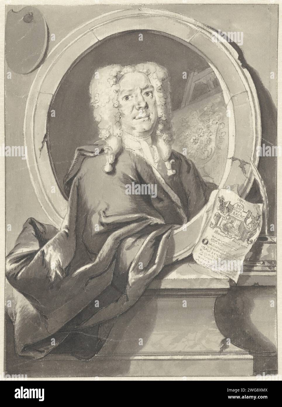 Portrait of Jacob Campo Weyerman in Medallon, Cornelis Troost, 1706 ...