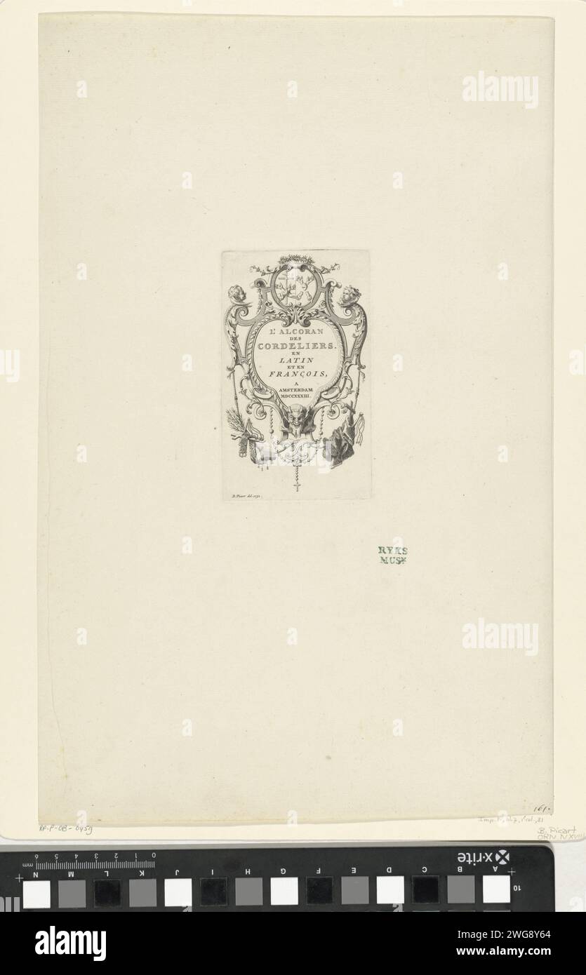 Title page for: l'Alcoran des Cordeliers, 1734, 1733 print Title page ...