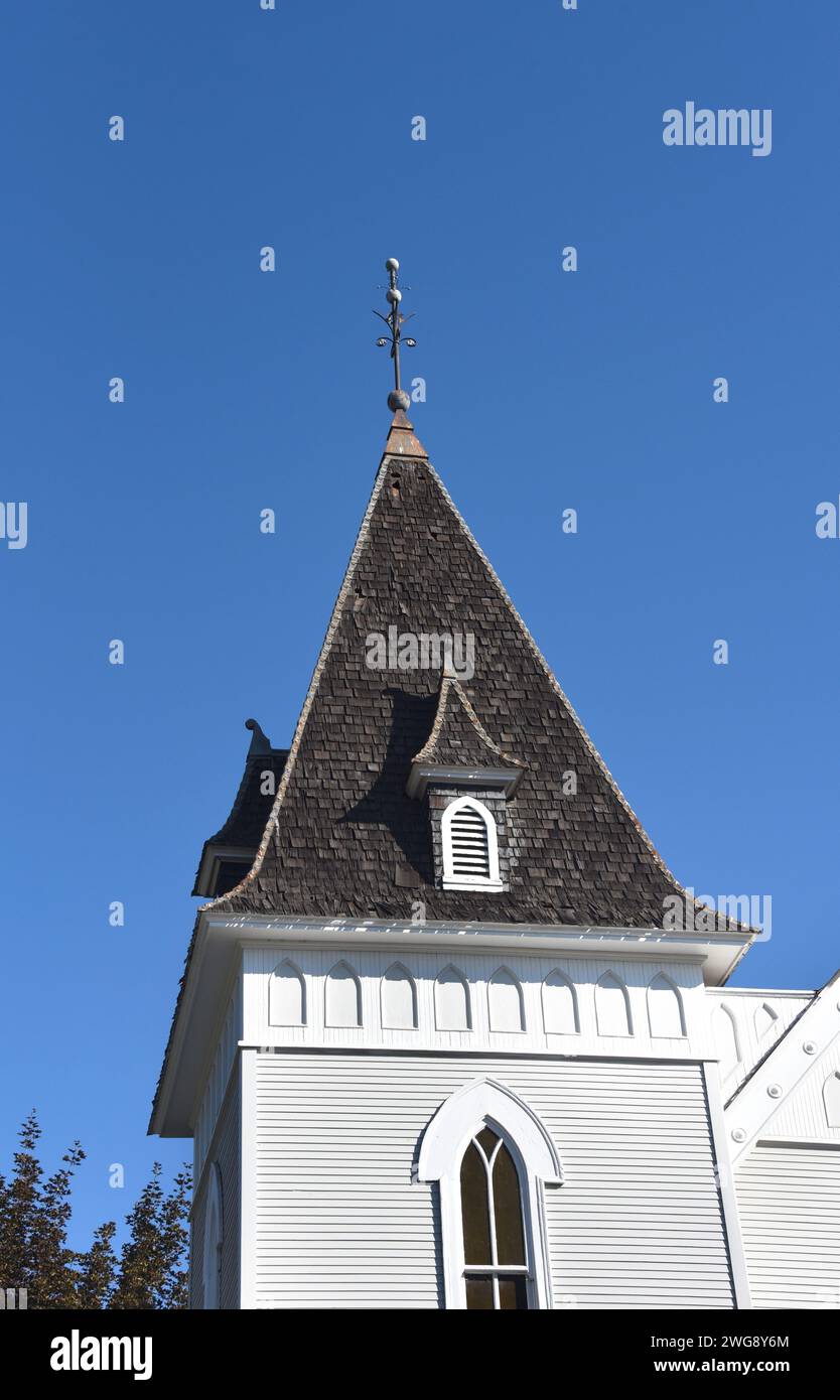 Steeple of the historic, First Presbyterian Church in Redmond, Oregon ...