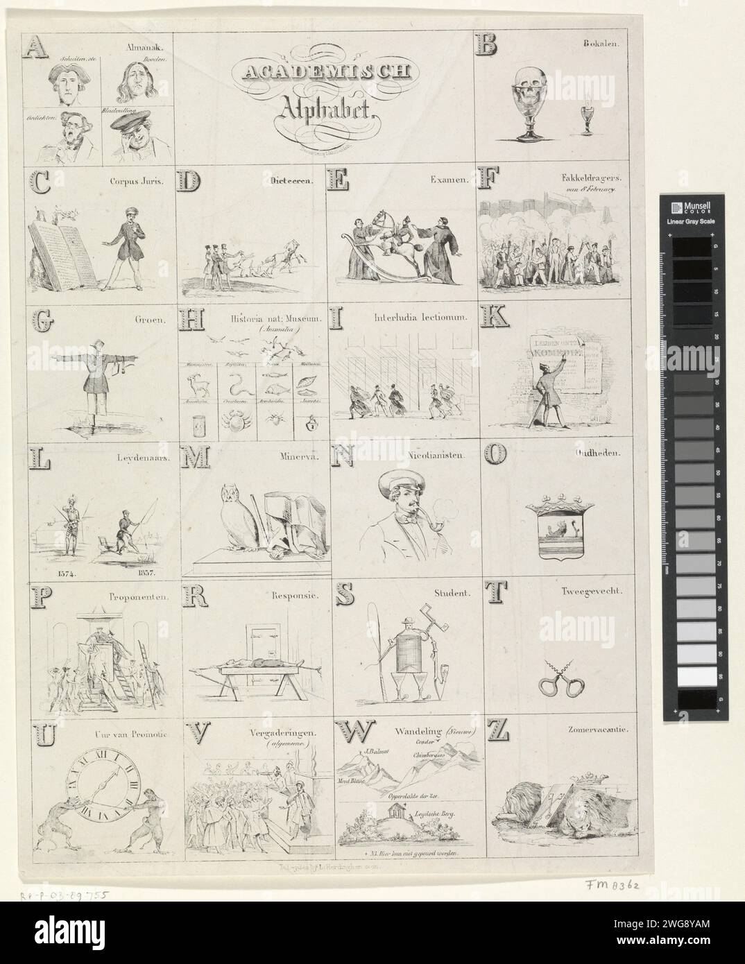 Cartoon from Leiden Student Almanac, 1838, 1838 print Cartoon from the ...