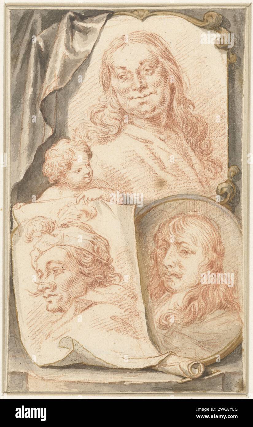 Composition of portraits of various artists, Jacob Houbraken, 1708 ...