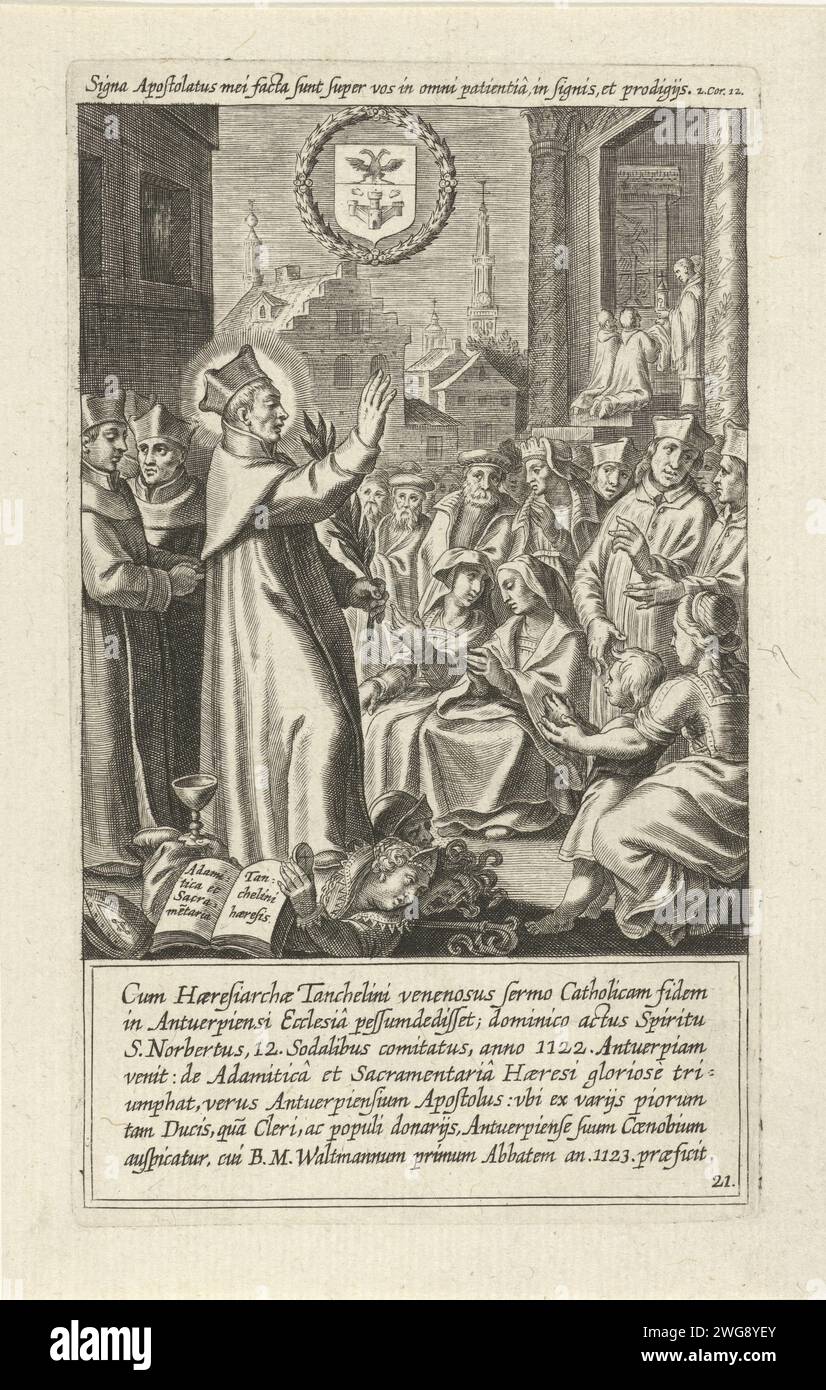 Saint Norbertus preaches against Tanchelm in Antwerp, Cornelis Galle ...