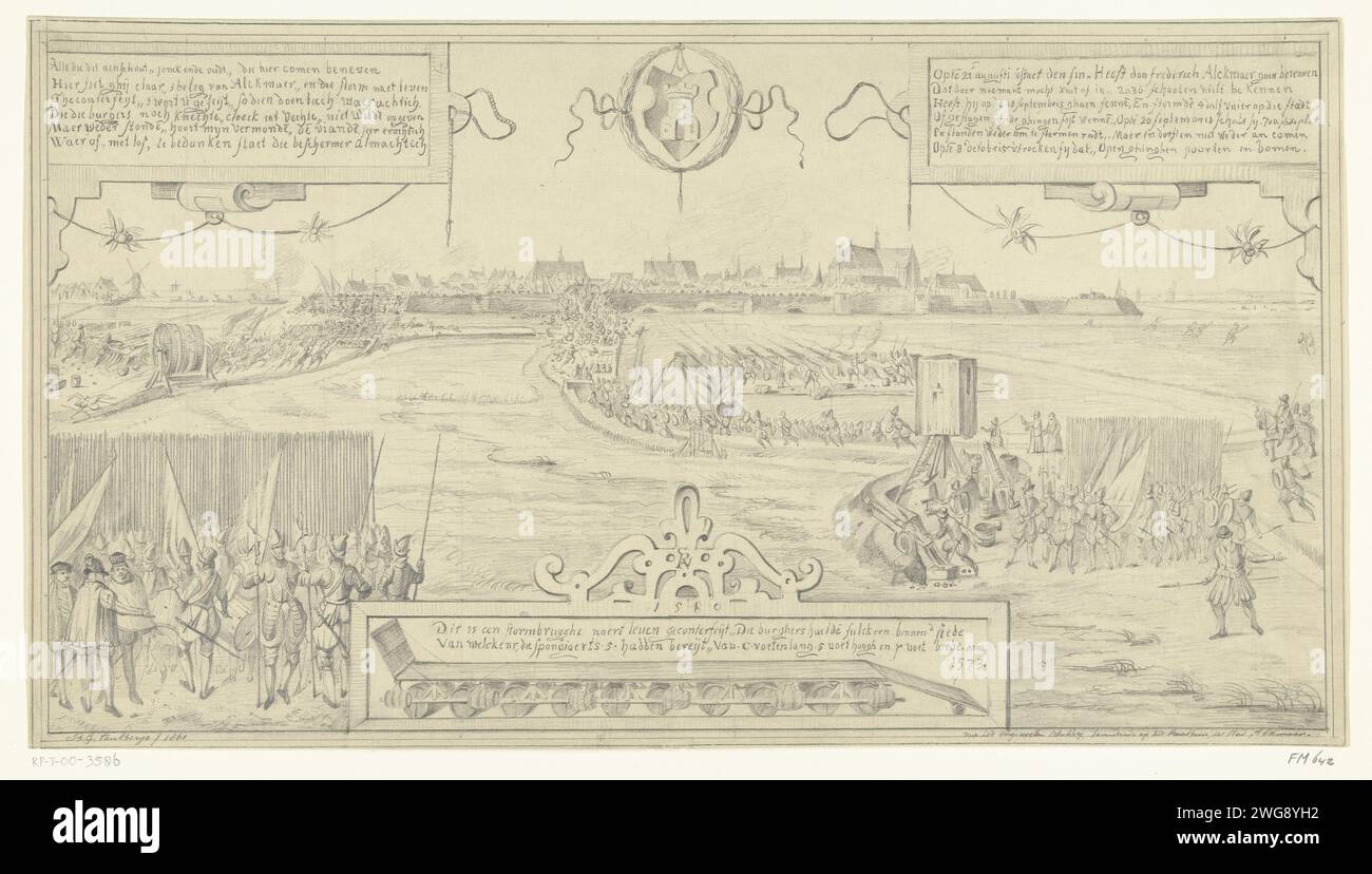 Siege of Alkmaar in 1573, seen from the north, 1861 drawing Siege of ...