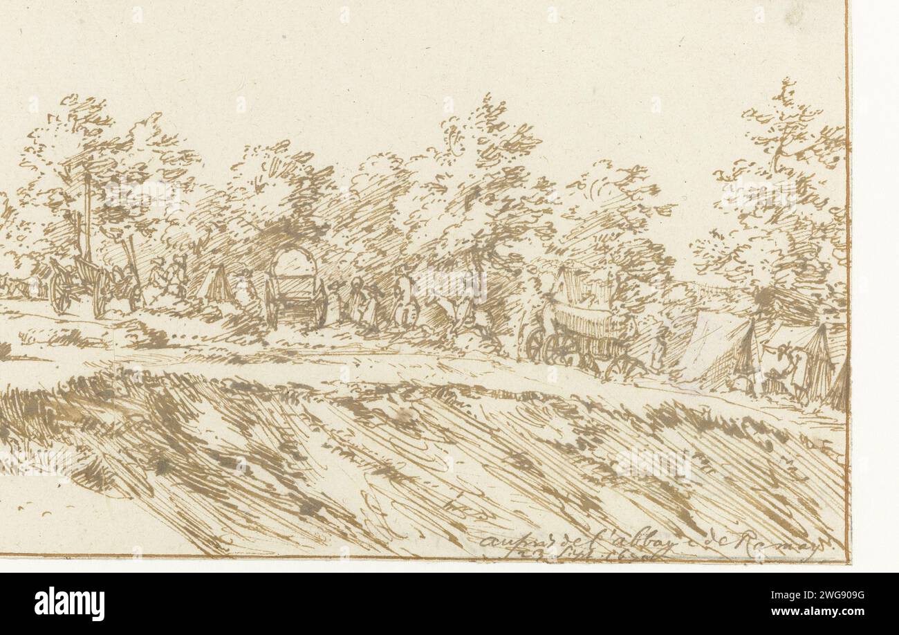 La Ramée abbey, Constantijn Huygens (II), 1675 drawing paper. ink pen ...