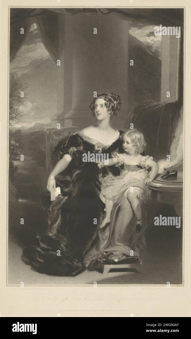 Portrait of Harriet, Countess Gower, and her Daughter, Samuel Cousins ...