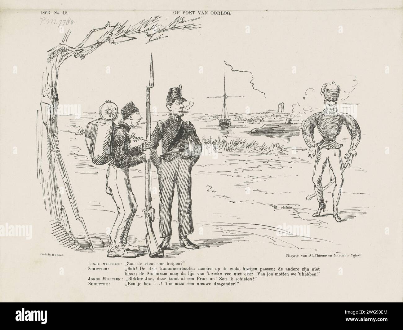 Cartoon on the poor condition of National Defense, 1866, 1866 print ...