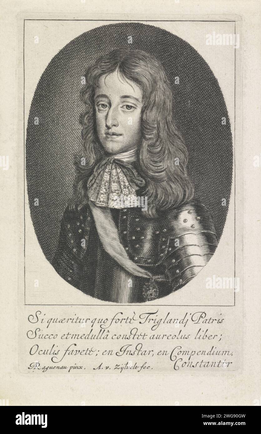 Portrait of Willem III, Prince of Orange, Anthony van Zijlvelt, after Abraham Ragueneau, c. 1666 ...