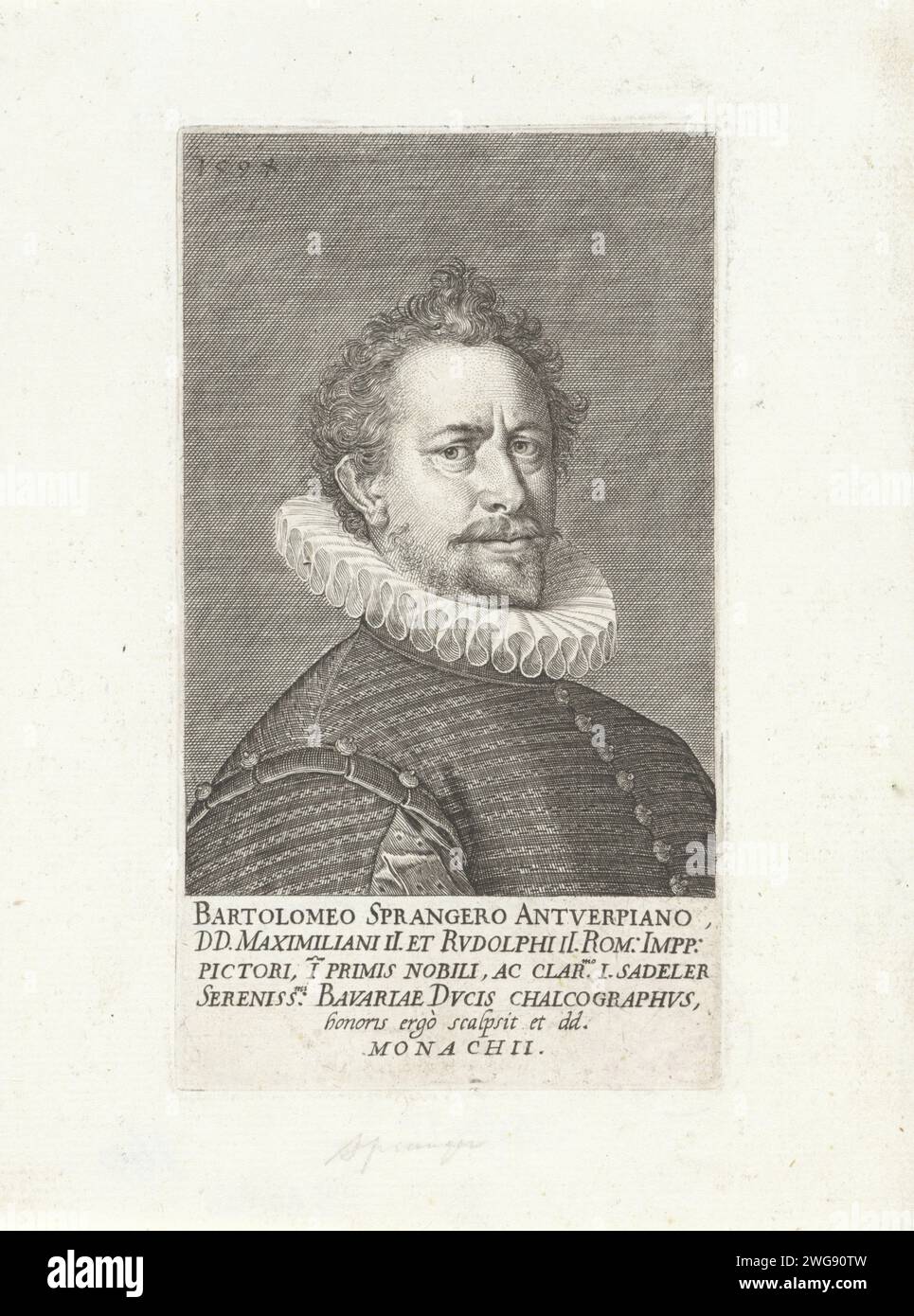 PortraT van Bartholomeus Spranger, Johann Sadeler (I), 1594 print The ...