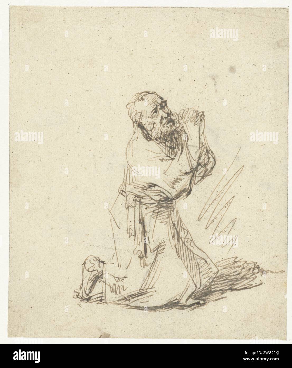 The Holy Hieronymus in prayer, Rembrandt van Rijn (Follower of), 1633 ...