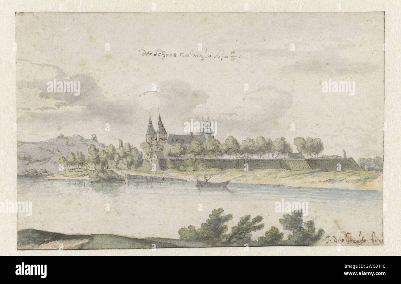 View of Fort Navagne, Limburg, Josua de Grave, 1670 drawing Eijsden ...